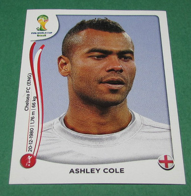 N°301 ASHLEY COLE ENGLAND PANINI FOOTBALL FIFA WORLD CUP BRAZIL 2014 ...