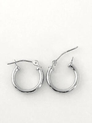 14K Solid White Gold Hoop Earring. New 2 mm by 16 mm EW7216-60 | eBay
