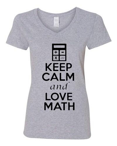 V-Neck Ladies Keep Calm And Love Math Love Mathematics School Funny T ...