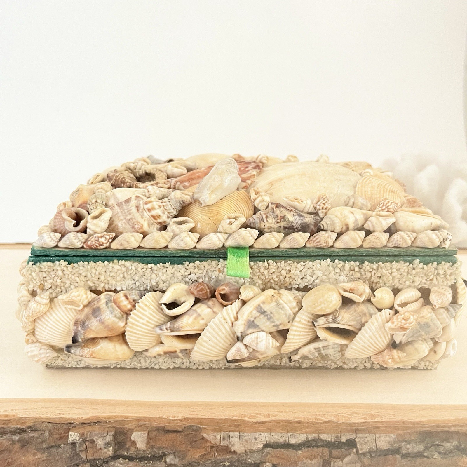 Vintage SEASHELL Jewelry TRINKET BOX Nautical Ocean Sea Shell Rectangle ...