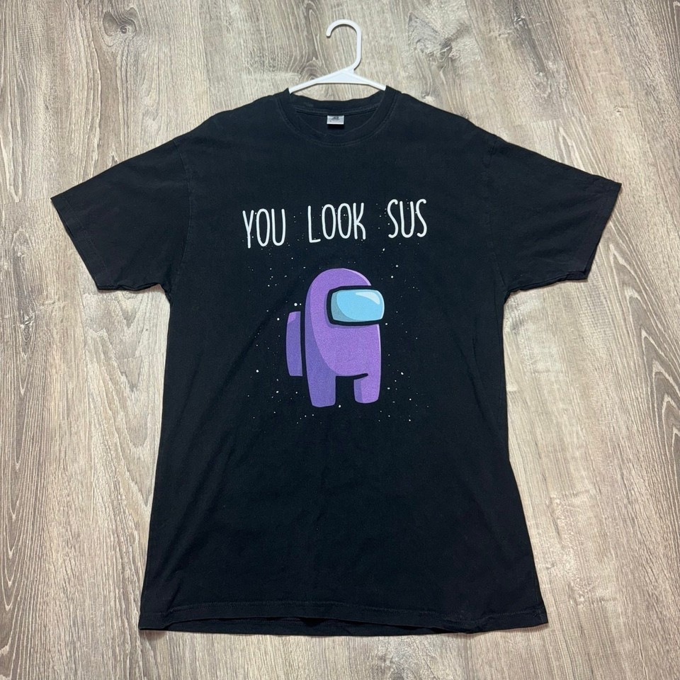 Among Us T Shirt You Look Sus Purple Crewmate Graphic Tee Size Large ...