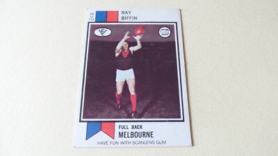 RAY BIFFIN - MELBOURNE FOOTBALL CLUB - 1974 SCANLENS VFL - CARD NUMBER ...