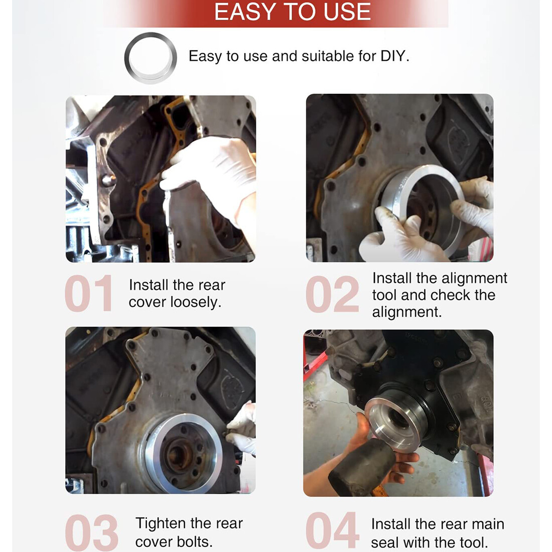 Rear Main Cover Alignment Tool Seal Installer for LS 4.8 5.3L 5.7L GM ...