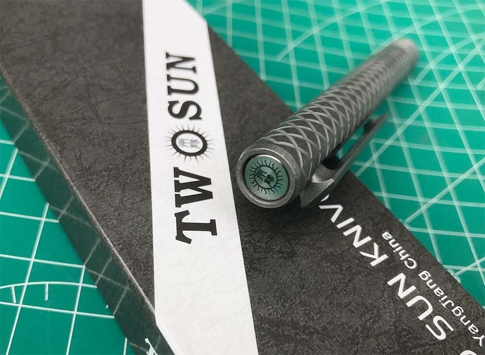 TwoSun Checkered Tactical TC4 TitaniumPush Button Mechanism Pen Pen37 ...