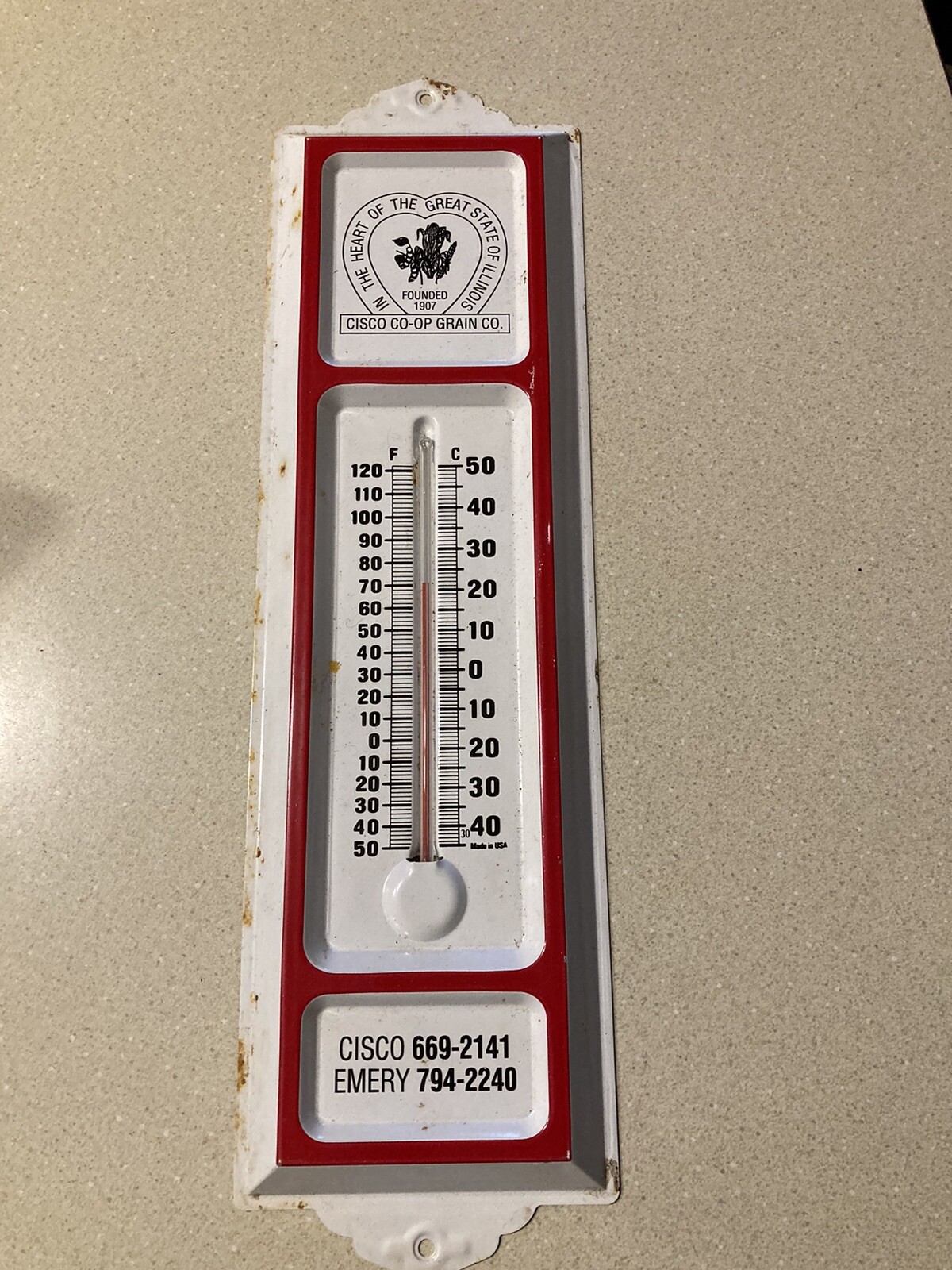 vintage metal thermometer Cisco CO-OP Grain Co Cisco, Illinois | eBay