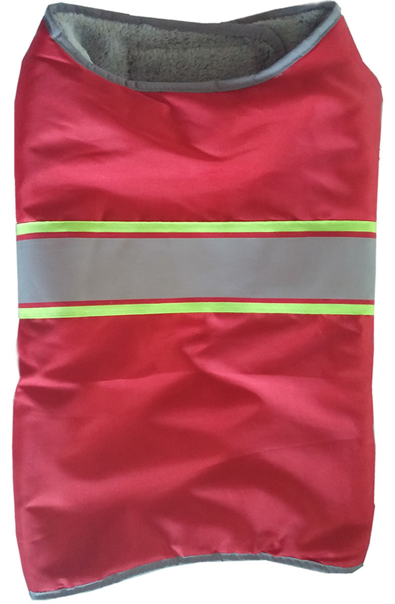 Top Paw Red Reflective Jacket Grey Fleece Lining Hook/Loop Closure Hi ...