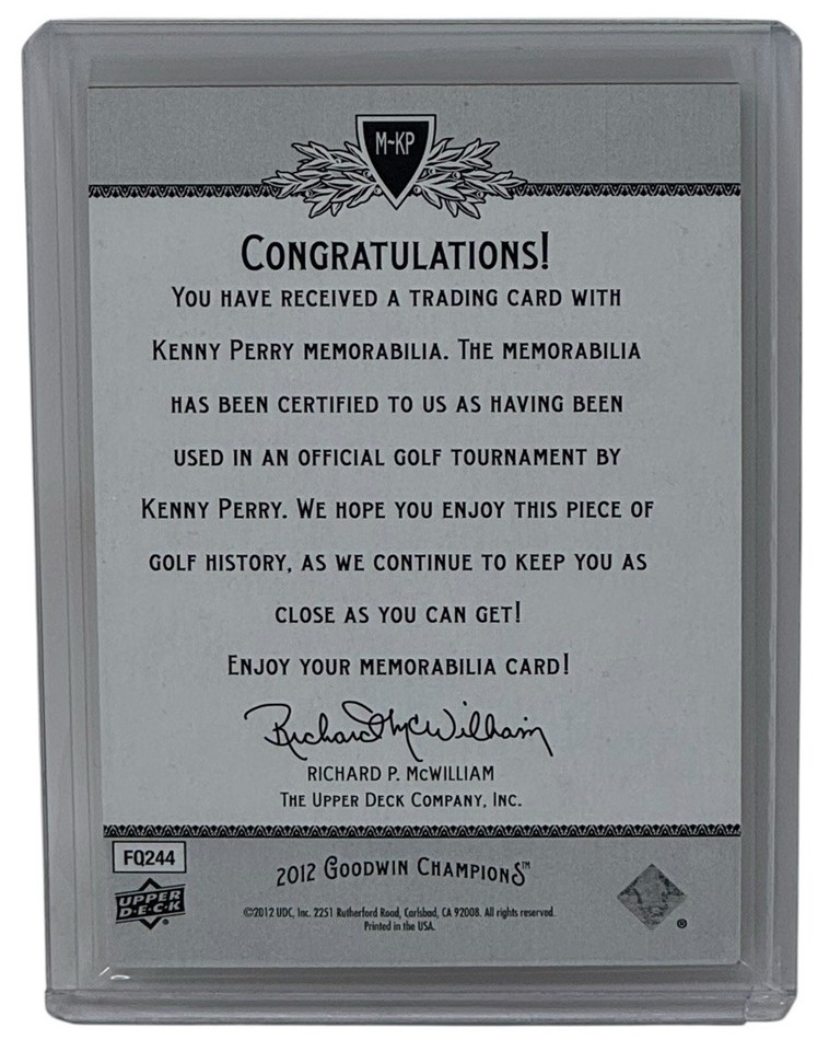 Kenny Perry 2012 Upper Deck Goodwin Champions Authentic Memorabilia ...