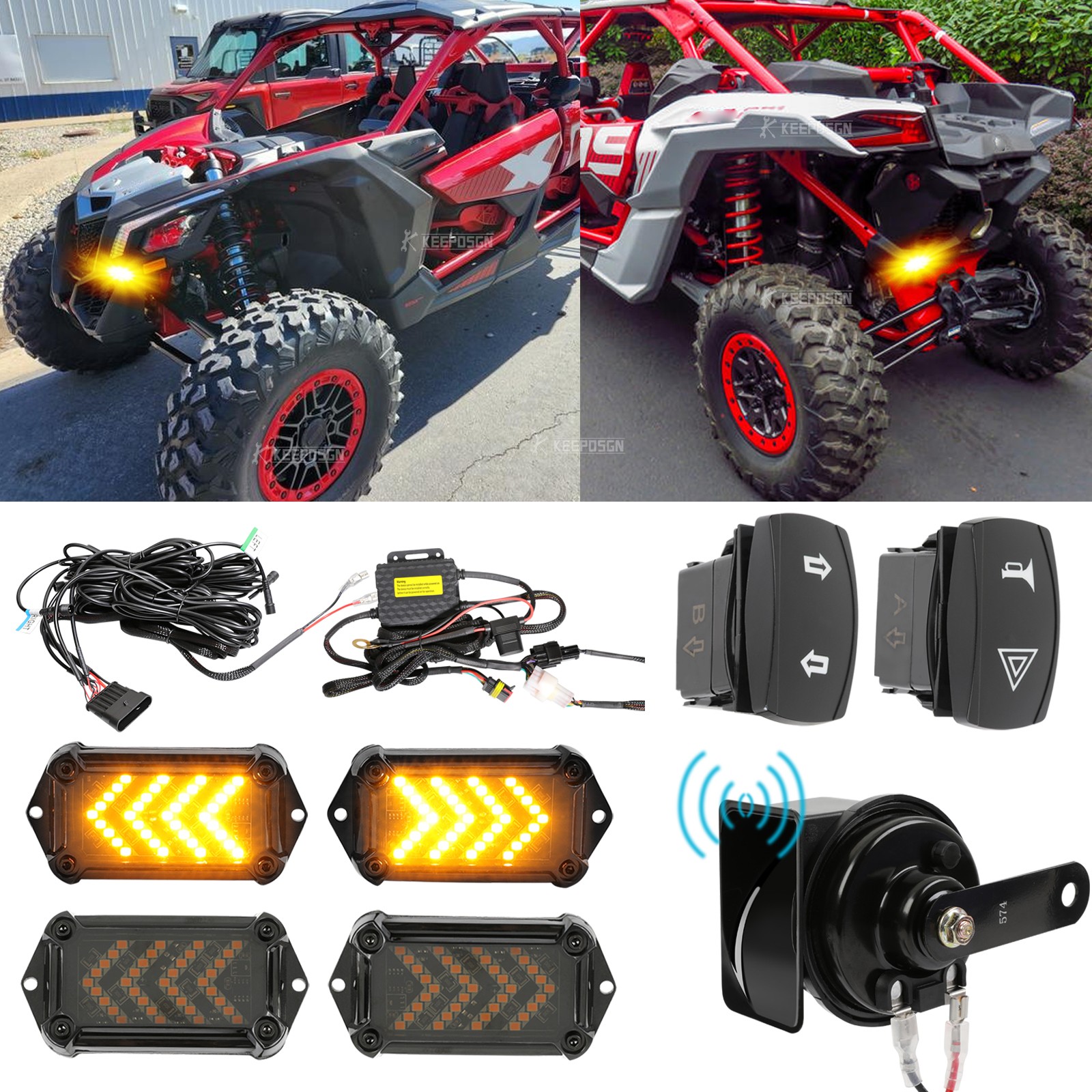 For Can Am Maverick Max XDS TURBO UTV LED Turn Signals +Horn +Rocker ...