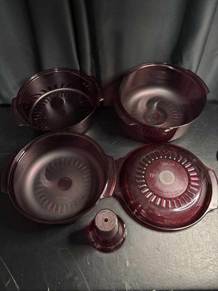 VTG Tupperware Cranberry 5 Piece Steamer Microwave Stack Cooker Set USA ...