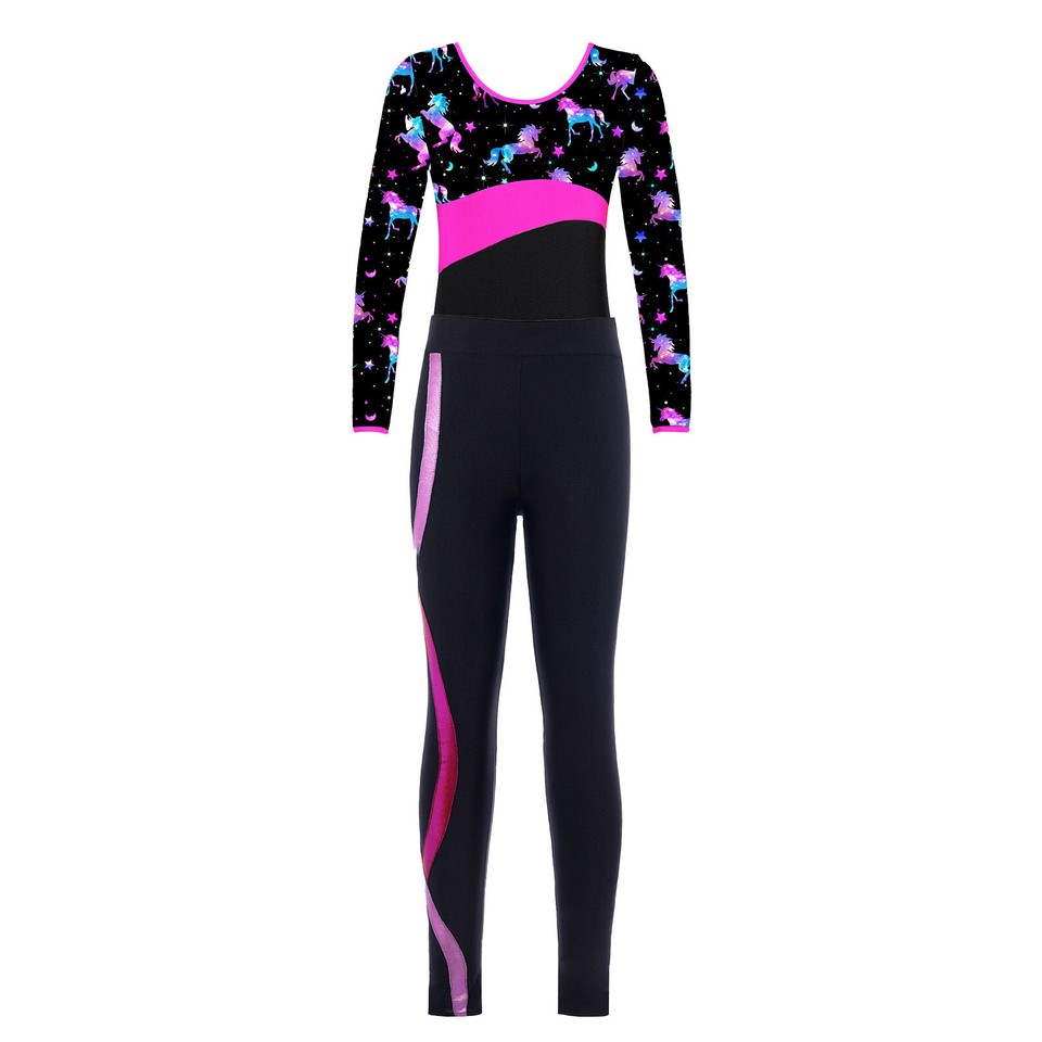 Kids Gymnastics Outfits Girls Long Sleeve Leotards with Leggings 2 ...