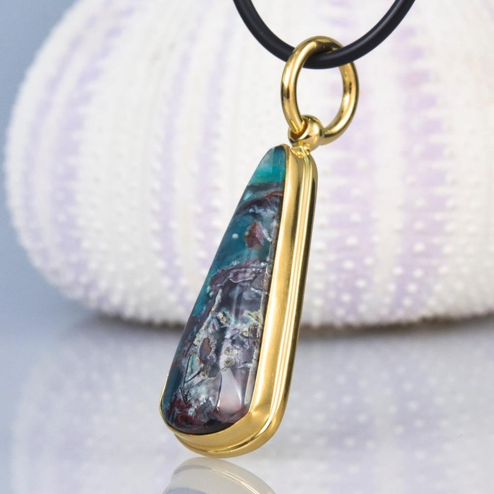 Pendant Gold Vermeil Sterling Silver Chrysocolla & Native Copper ...