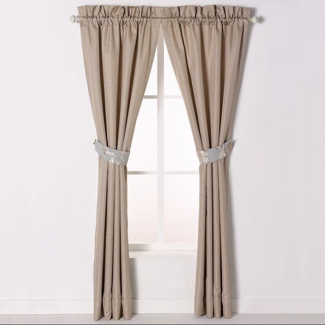 Croscill Estate Alexandria Taupe 4pc Rod Pocket Drapes and Tie Backs ...