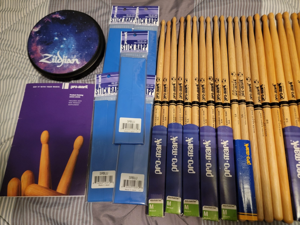 PROMARK STICK LOT NOS MODELS 24 PAIRS & STICK RAPP + ZILDJIAN PAD | eBay