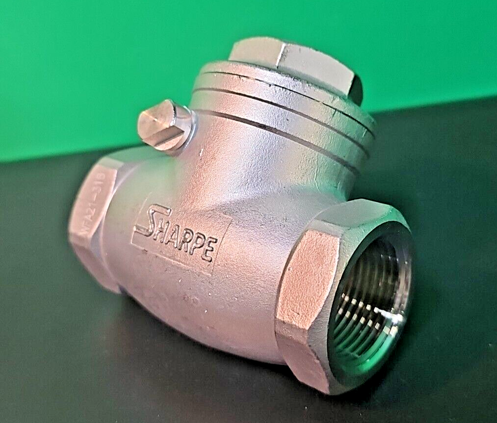 1" Sharpe 316 Stainless Steel 200 WOG Threaded Swing Check Valve ...