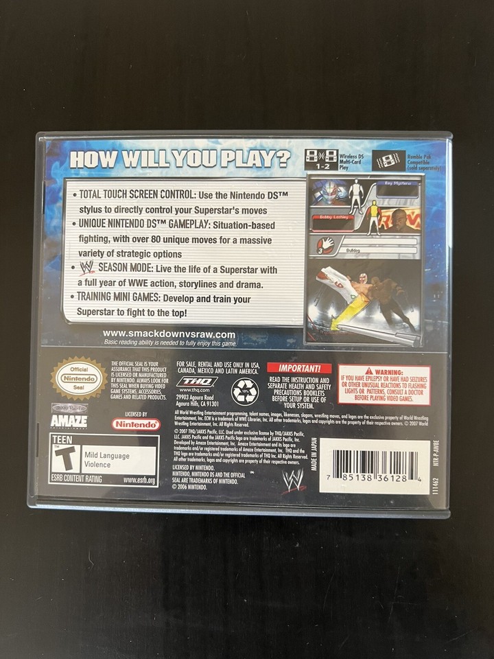 WWE SmackDown vs. Raw 2008 Featuring ECW (Nintendo DS, 2007 ...