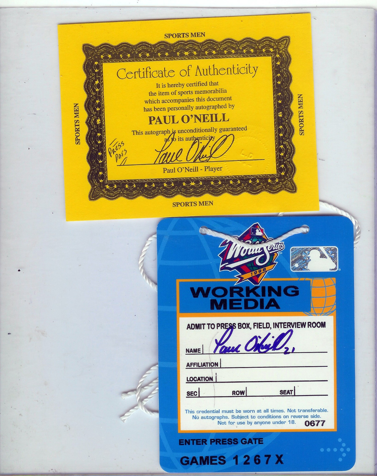 Yankees Press Pass Cards