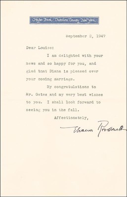ELEANOR ROOSEVELT - TYPED LETTER SIGNED 09/02/1947 | eBay