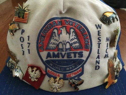 Vintage AMVETS Post 171 Trucker Hat Several Wildlife, Patriotic, Poland ...