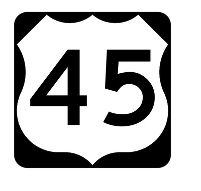 US Route 45 Sticker R1908 Highway Sign Road Sign | eBay