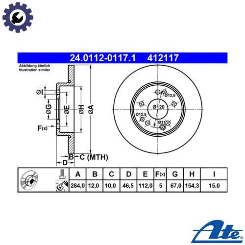 2x BRAKE DISC 24.0112-0117.1 FOR MERCEDES-BENZ 124/T-Model/Break E ...