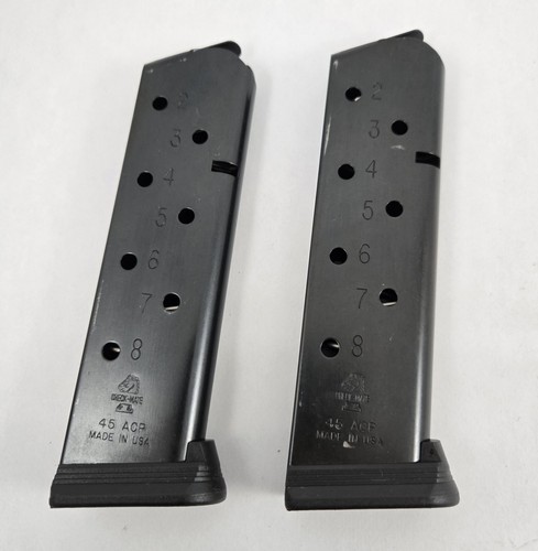 Lot Of 2 Used Checkmate 1911 Fullsize 8 Round 45 ACP Magazines Mags ...
