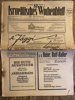 RARE Switzerland Jew Jewish Family Newspaper 1932 | eBay