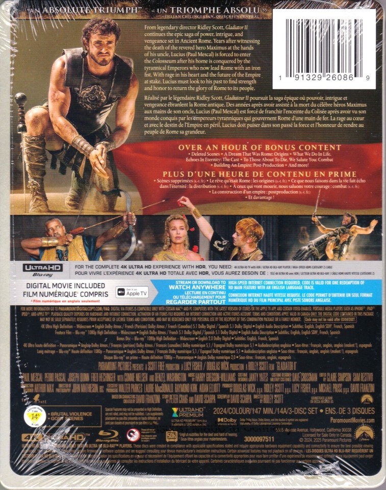 GLADIATOR 2 4K ULTRA HD & BLURAY & DIGITAL SET with Pedro Pascal ...
