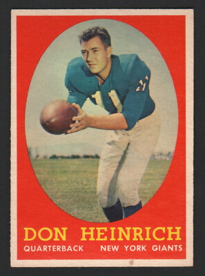 1958 Topps Football #83 - DON HEINRICH - NEW YORK GIANTS | eBay