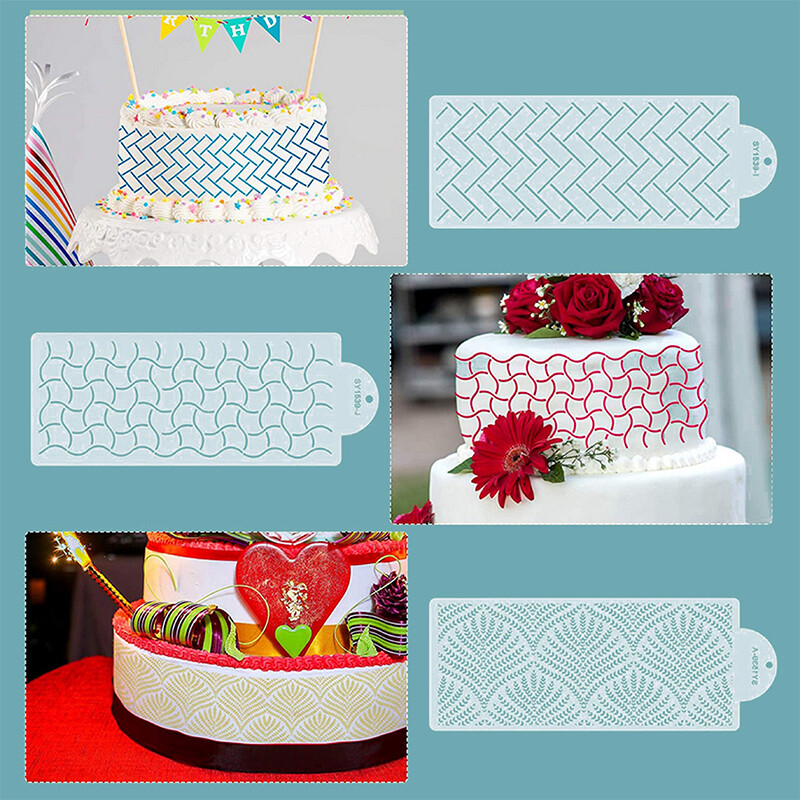 Fondant Cake Mesh Stencil Stamps Stencils Embossing Plastic Spray Mold ...