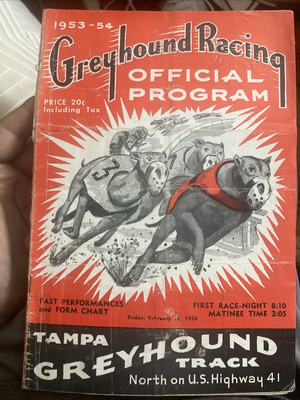 Greyhound Racing 1954 vintage program Tampa Greyhound Track ...