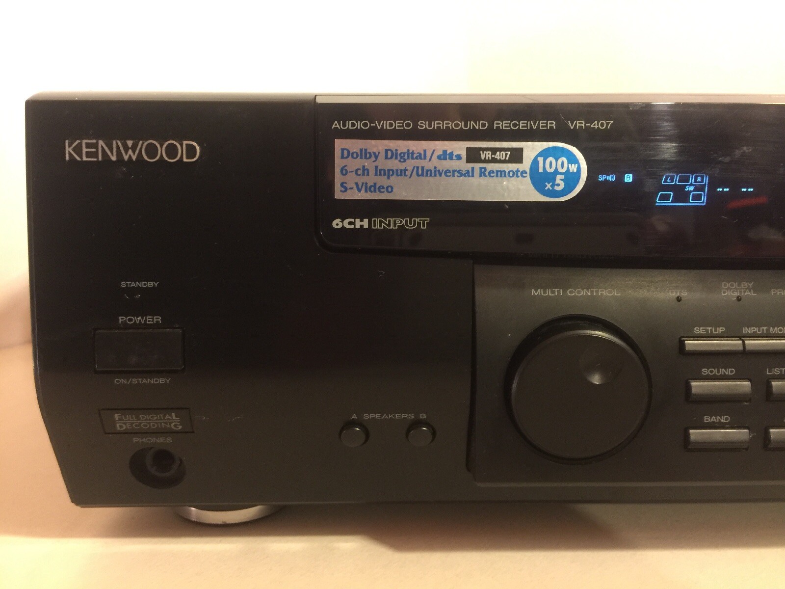 Kenwood AV Surround Receiver Amplifier Tuner Dolby DTS Digital VR-407 ...