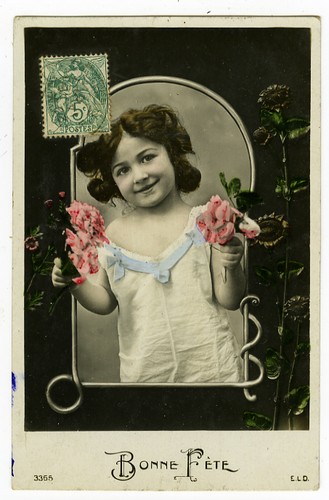 c 1910 Children Child SMILING FRENCH GIRL tinted photo postcard | eBay UK