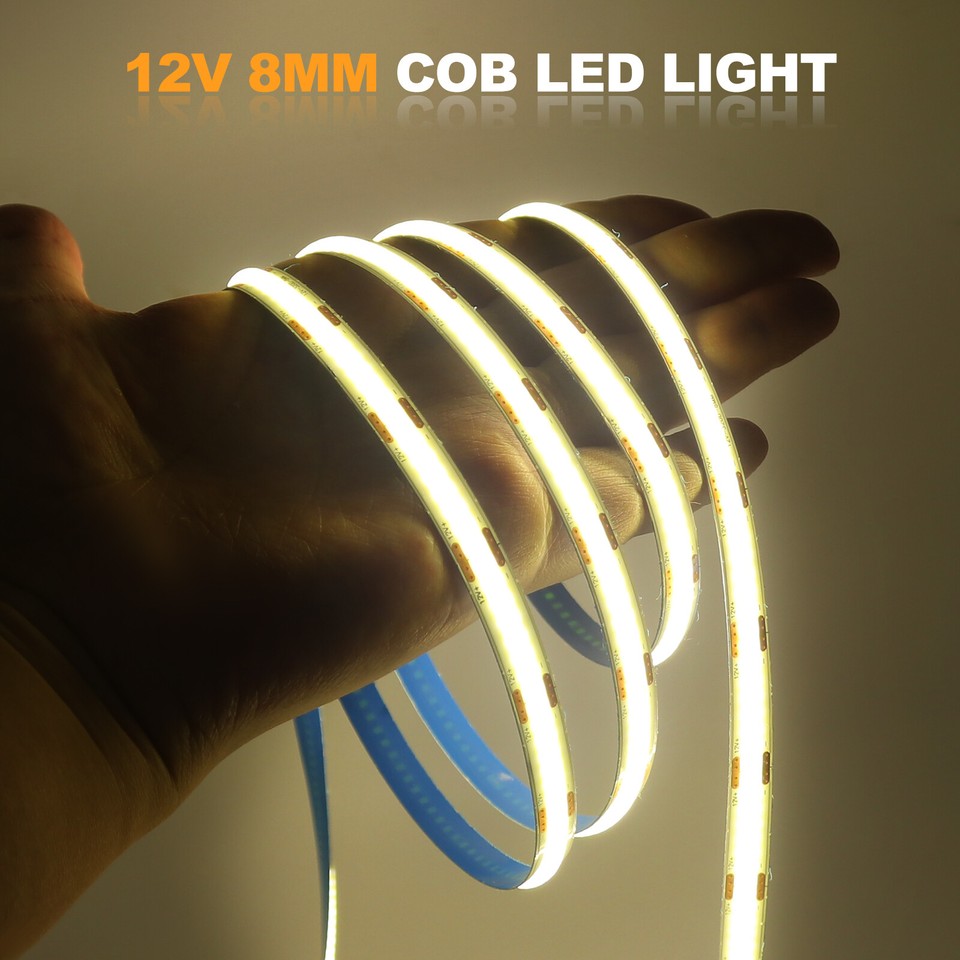 COB LED Strip Light Flexible Tape Lights Home DIY Lighting Cold White ...