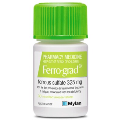 Ferro-grad 30 Modified Release Tablets Ferrous Sulfate Iron Deficiency ...