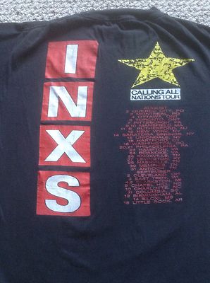 RARE VINTAGE 80s INXS CALLING ALL NATIONS TOUR 1988 BLACK 2 SIDED t ...