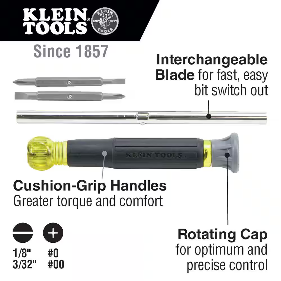 Klein Tools Multi-Bit Screwdriver & Mini Ratchet Tool Set Adjustable(3 ...