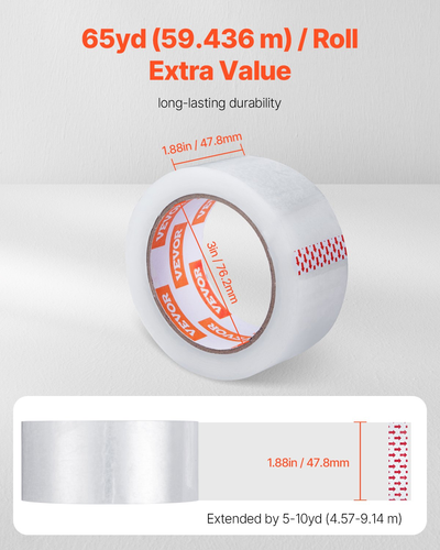 Clear Packing Tape - 36 Rolls, 65 Yards Each, 2.7 Mil Heavy Duty ...
