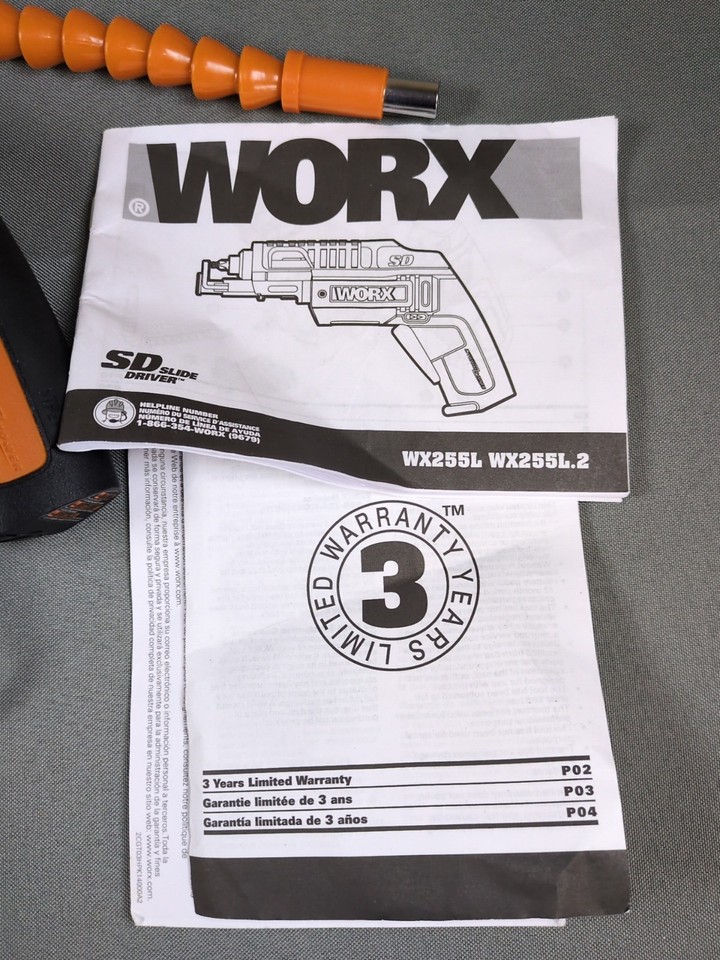 WORX WX255L.2 SD Driver 1/4'' Hex Multi-Bit Screwdriver Cordless w ...
