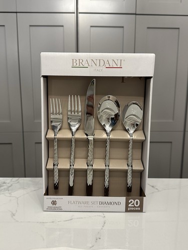 Brandani Italy Diamond Flatware Set 20 Piece High Quality Stainless ...