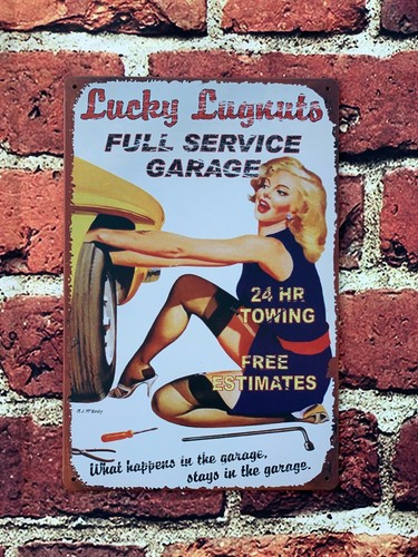 1950's Pin Up Garage Man Shed Workshop Metal Sign Poster Plaque Large ...