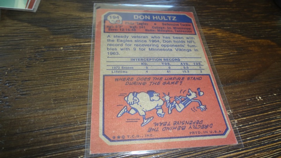 1973 TOPPS # 194 DON HULTZ FOOTBALL CARD | eBay