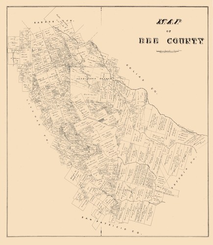 Historic County Map - Bee County Texas - General Land Office 1879 - 23 ...