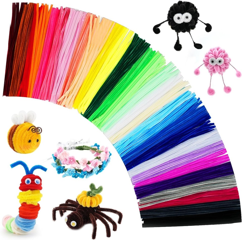 PCS Pipe Cleaners Craft, Pipe Cleaners Bulk for Arts and Crafts ...