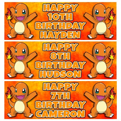 CHARMANDER Personalised Birthday Banners - Pokemon Birthday Banners ...
