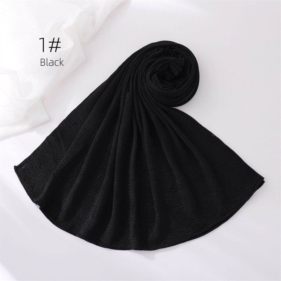 Solid Color Scarves Wrinkled Headscarves Shawls and Wraps Jersey Ladies ...