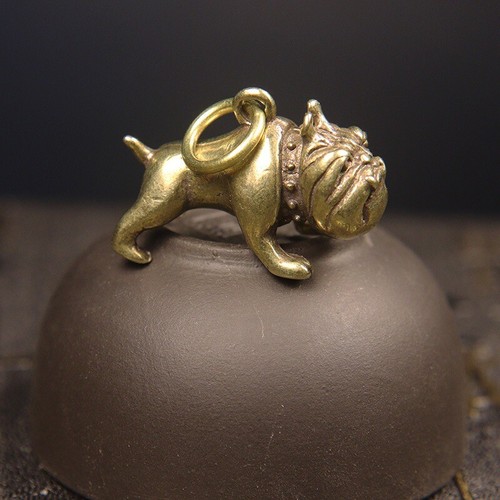 Solid Brass Pug Dog Keychain Bulldog Hanging Tea Pet Ornament Miniature ...