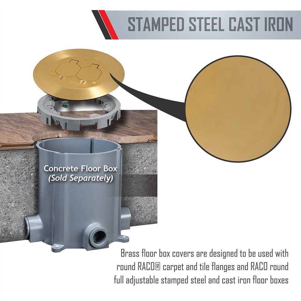 Hubbell-Raco RAC5500KIT Round Floor Box Kit Device Cover Duplex Solid ...