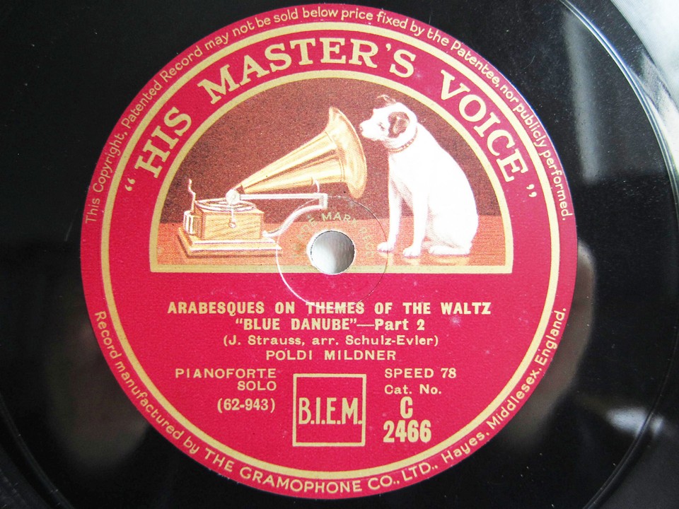 78rpm POLDI MILDNER Piano - STRAUSS ARABESQUES Blue Danube Waltz | eBay