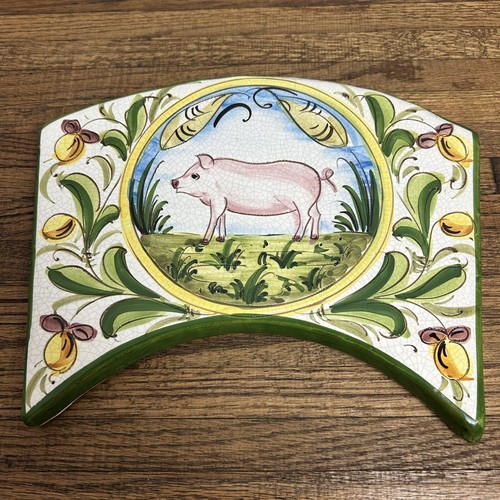 Ceramic Hand Painted Pig Wall Tile Made In Italy Wall Decor Trivet | eBay