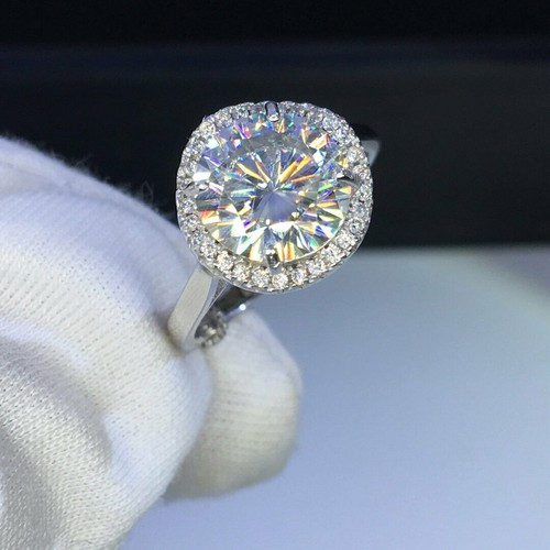 14K White Gold 3Ct Lab-Created Diamond Round Wedding Engagement ...